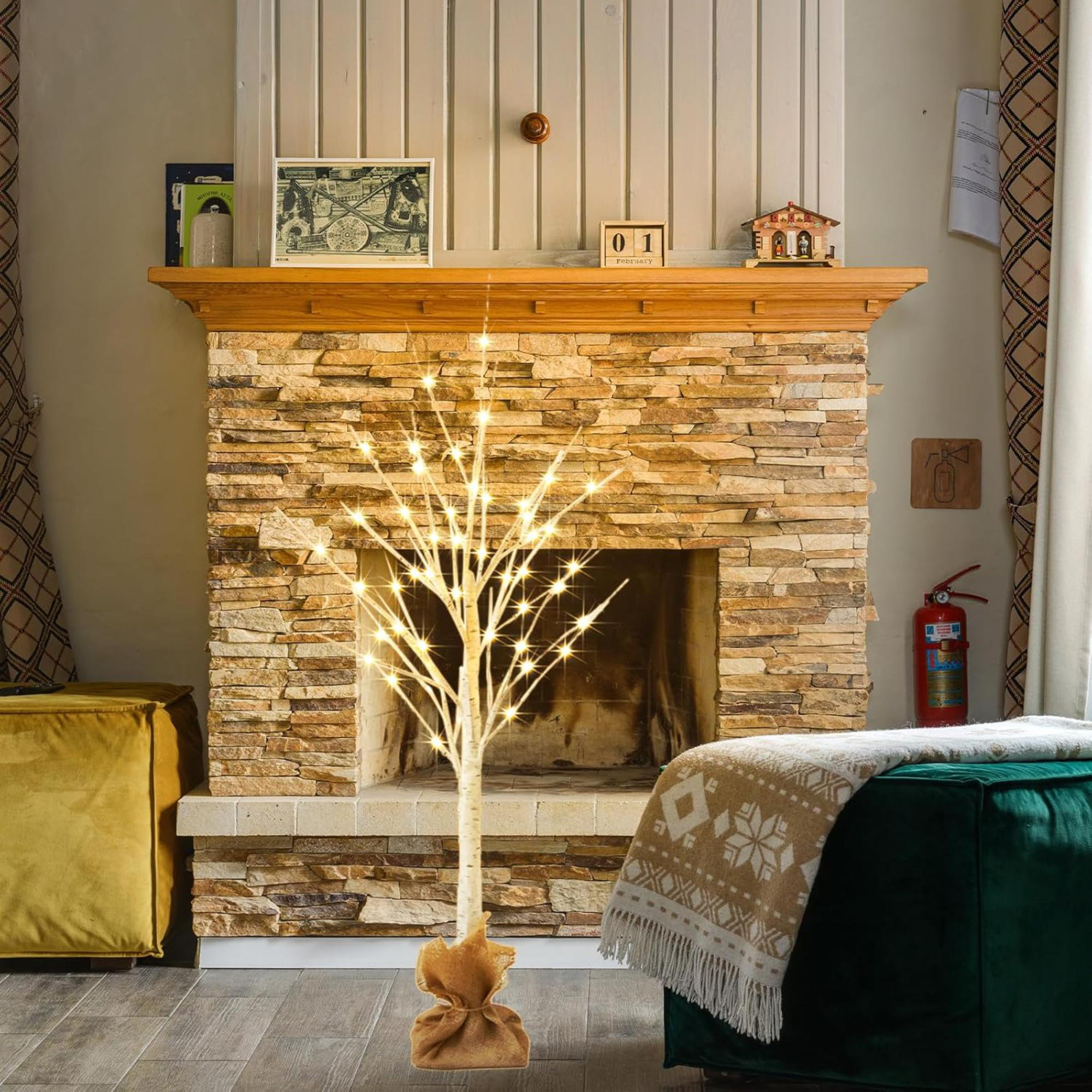 The Holiday Aisle® Lighted Brich Tree, 72 LED Christmas Tree With ...