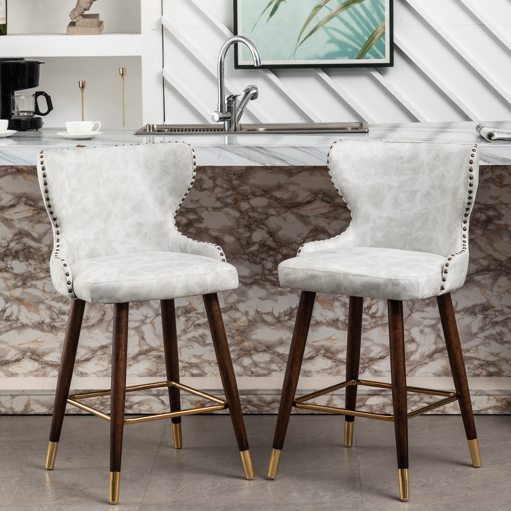 Corrigan Studio 2-count Mid-century Modern Counter Stool - Faux Leather ...