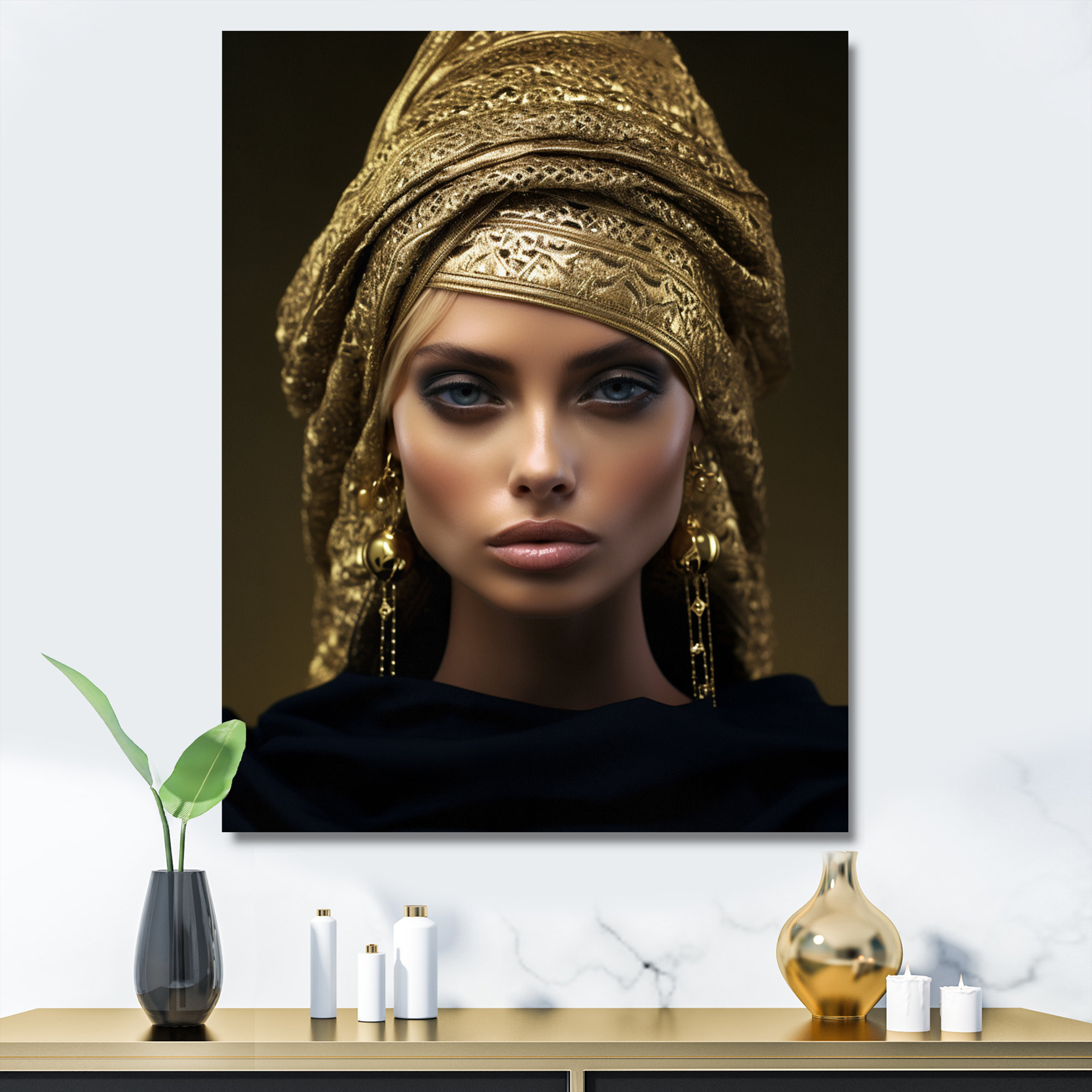 Mercer41 Elegant Gold Vintage Boho Queen - Religious Woman Canvas Art ...
