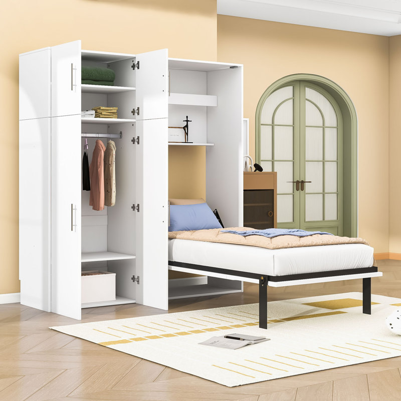 Hokku Designs Murphy Bed with Integrated Cabinets and Wardrobes | Wayfair