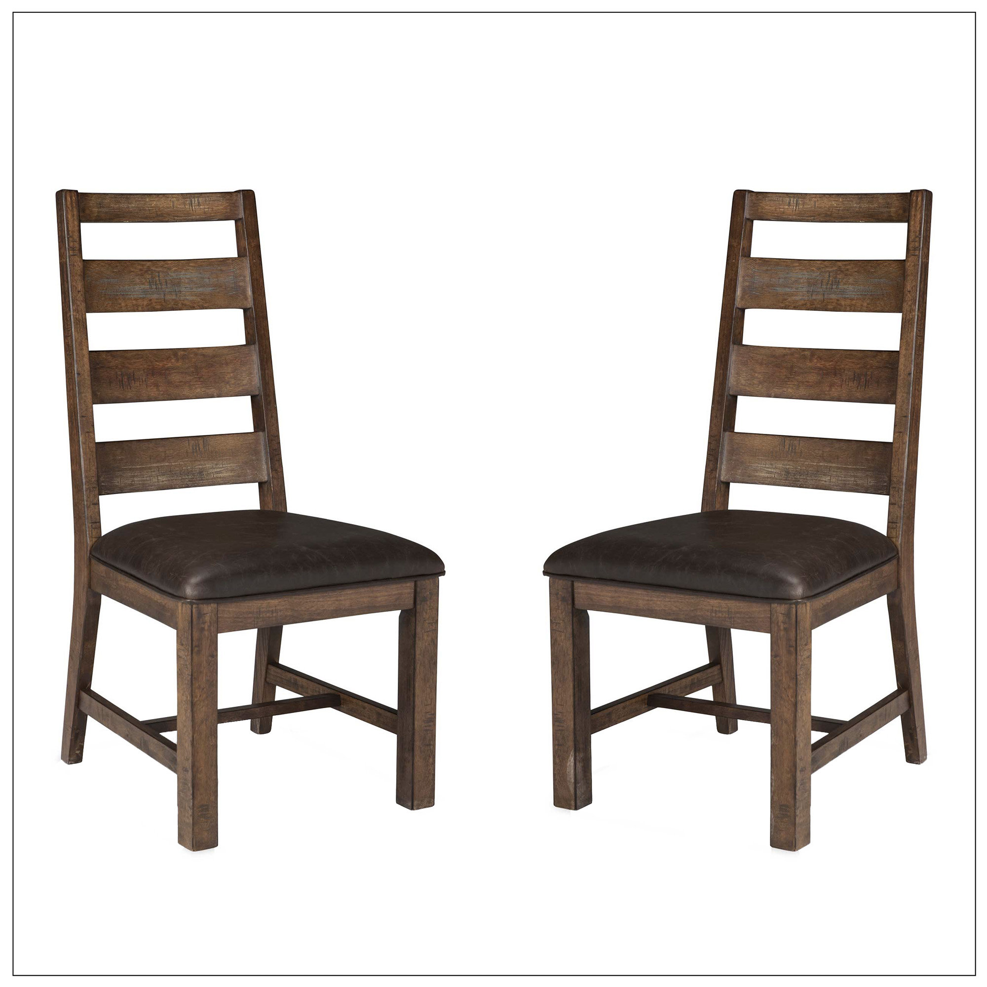 Gracie Oaks Dargan Ladder Back Side Chair with Cushion, Canyon Brown ...