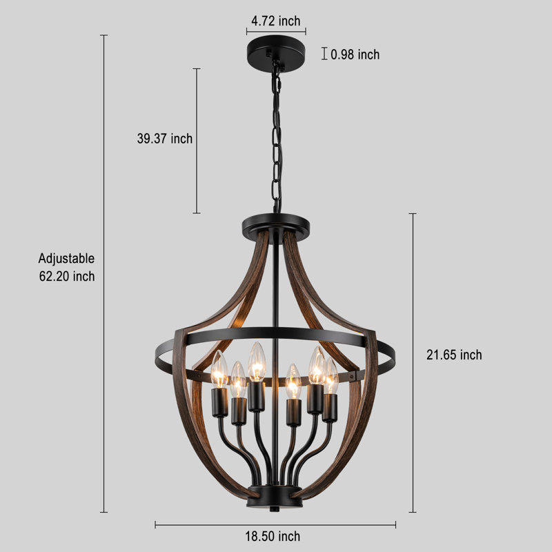 Gracie Oaks Kimyada 6 - Light Dimmable Black/Brown Bowl Pendant Light ...