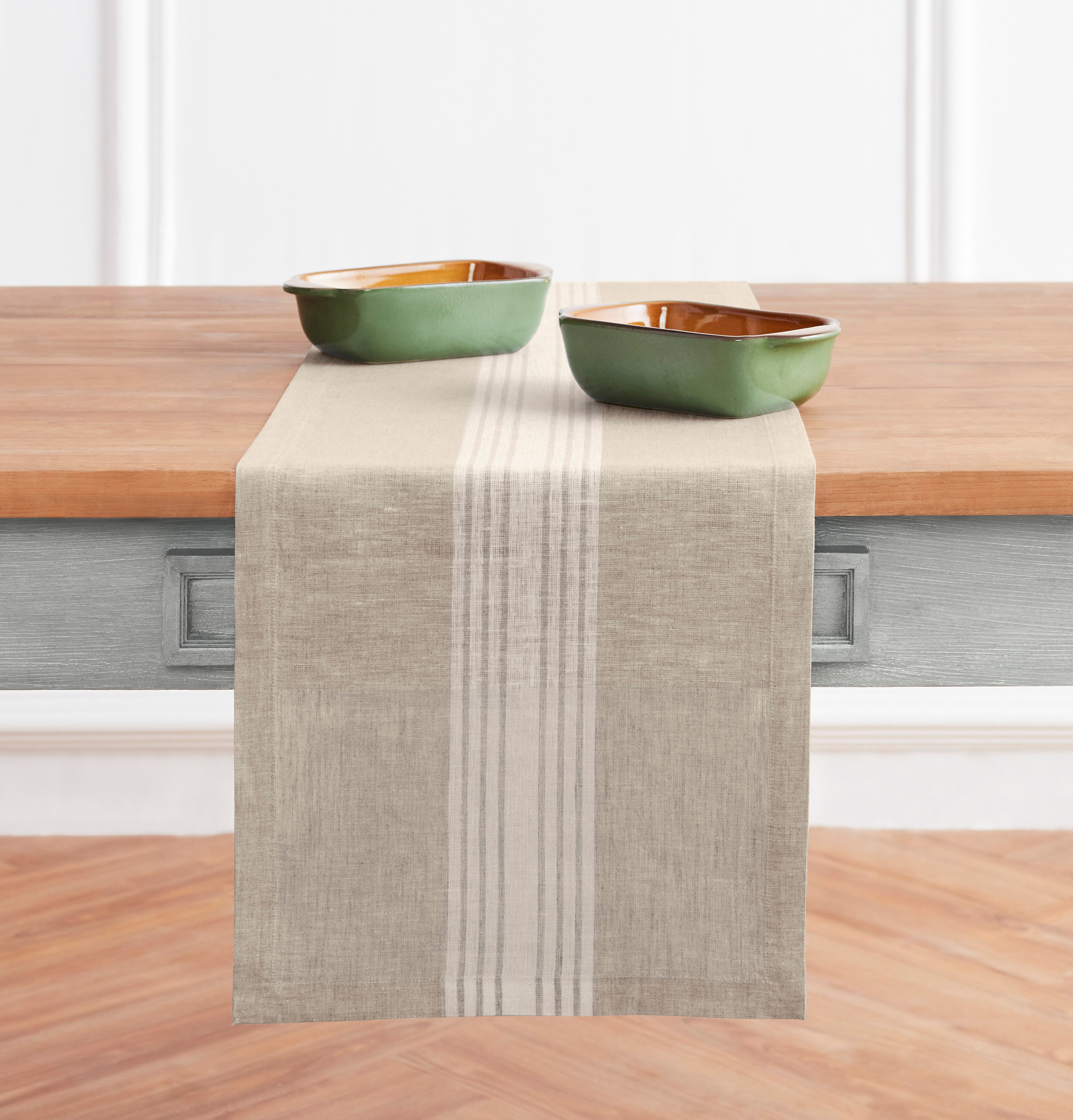 Solino Home Farmhouse - 100% Pure Linen Rectangle Dining Table Runner ...