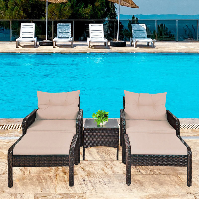 Latitude Run® 5 Pcs Patio Rattan Wicker Sofa Furniture Set | Wayfair