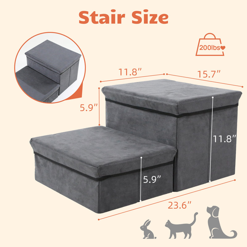 Tucker Murphy Pet™ 2-Tier Foldable Dog Stairs/Steps For Small Medium ...