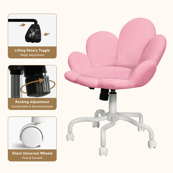 Winston Porter Vanity Chair with Wheels and Back, Cute Daisy Flower ...