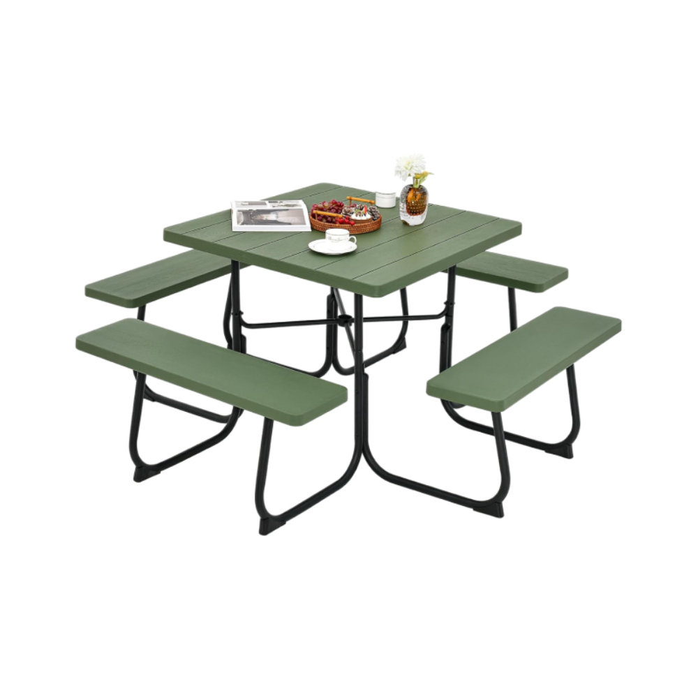 Arlmont & Co. Tetsuya Square 8 - Person 68'' L Outdoor Picnic Table ...