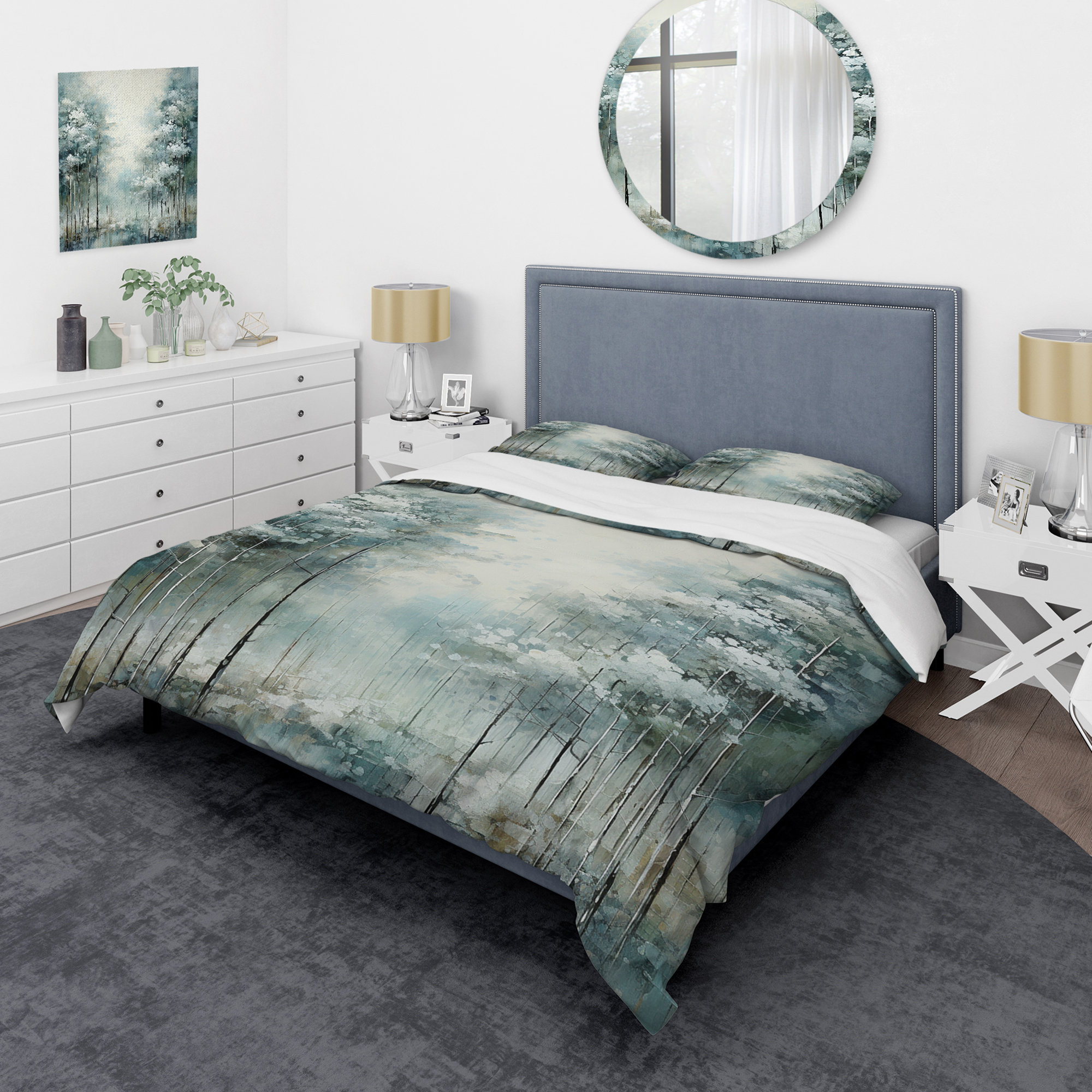 Design Art Pine Tree Enchanted Forest I - Tree Pine Duvet Cover Set ...