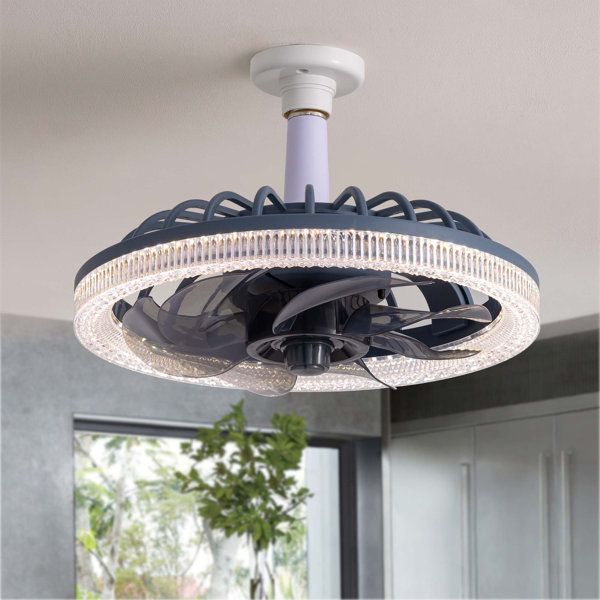 Ebern Designs 12-Inch Lighted Modern Adjustable Iris Circle Ceiling Fan ...