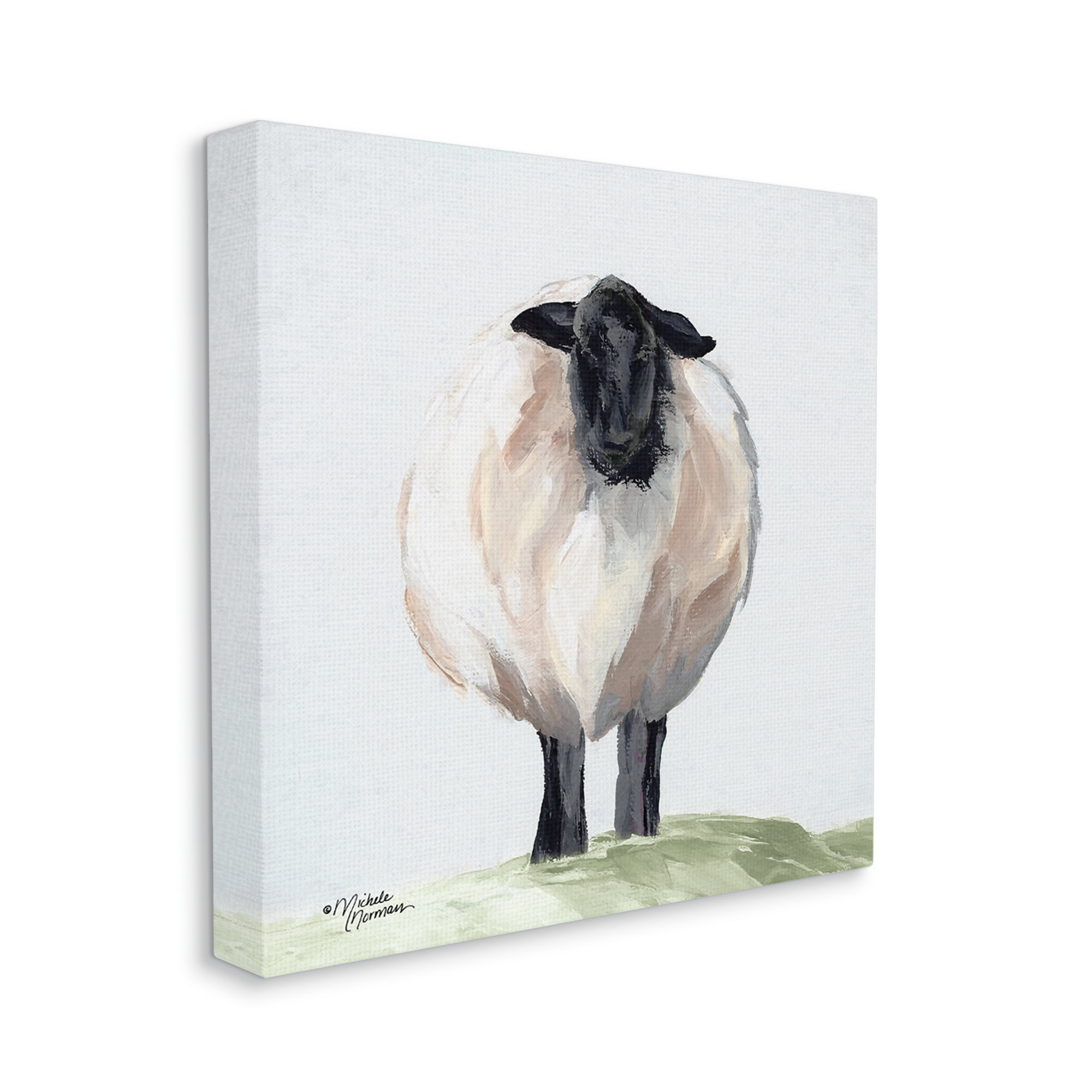 Stupell Industries Farmhouse Fuzzy Sheep Portrait by Michelle Norman ...