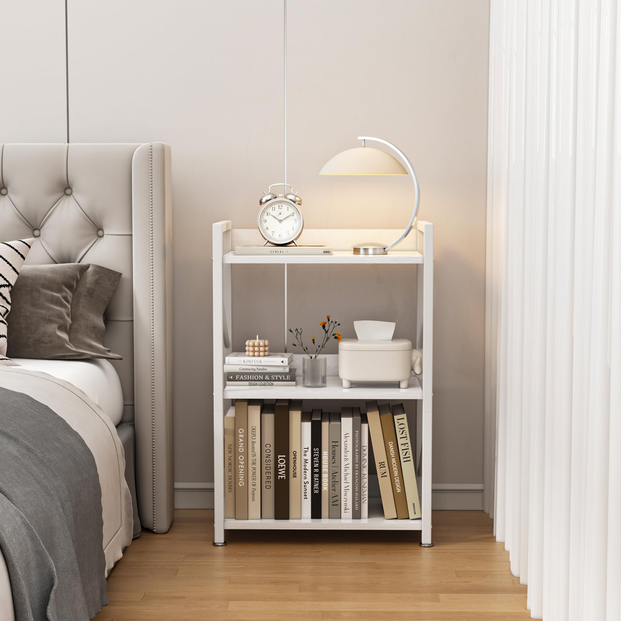 Ivy Bronx Small Bookshelf For Small Spaces,Modern 3 Tier Bookcase Night ...