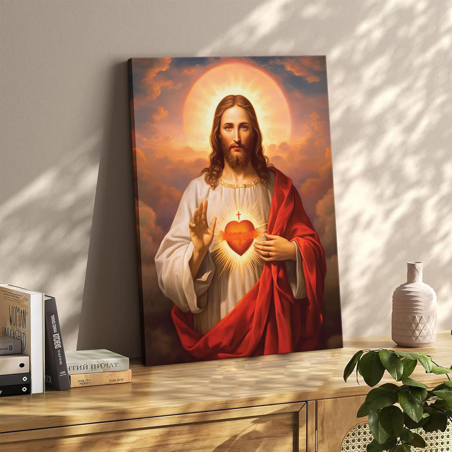 Red Barrel Studio® Sacred Heart Of Jesus Canvas Wall Art Divine Mercy ...