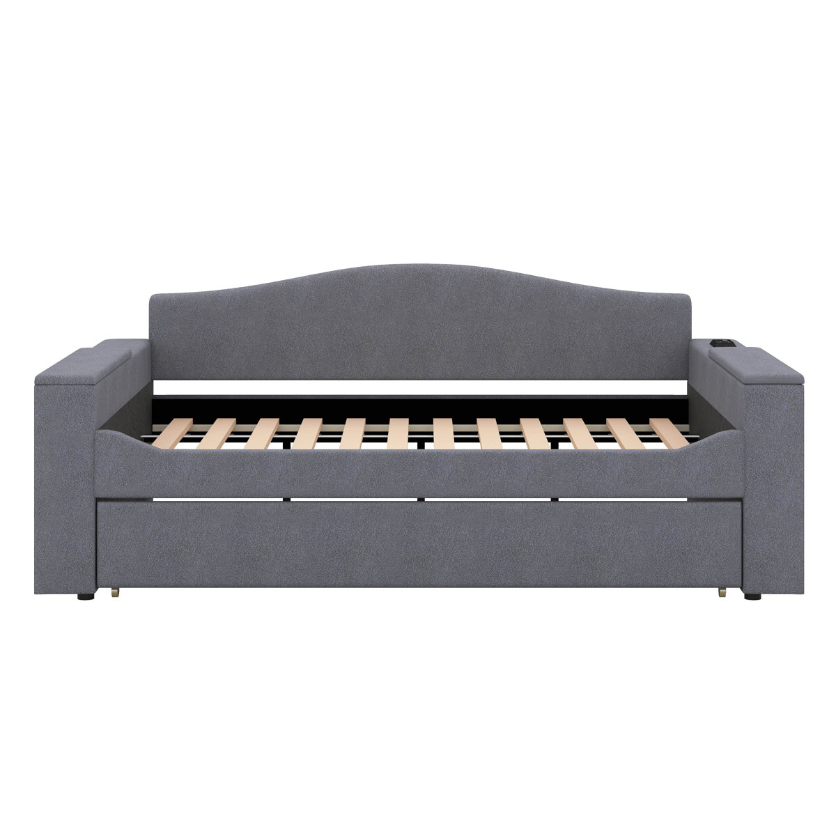 Cosmic Full / Double Upholstered Daybed with Storage Armrests, Trundle ...