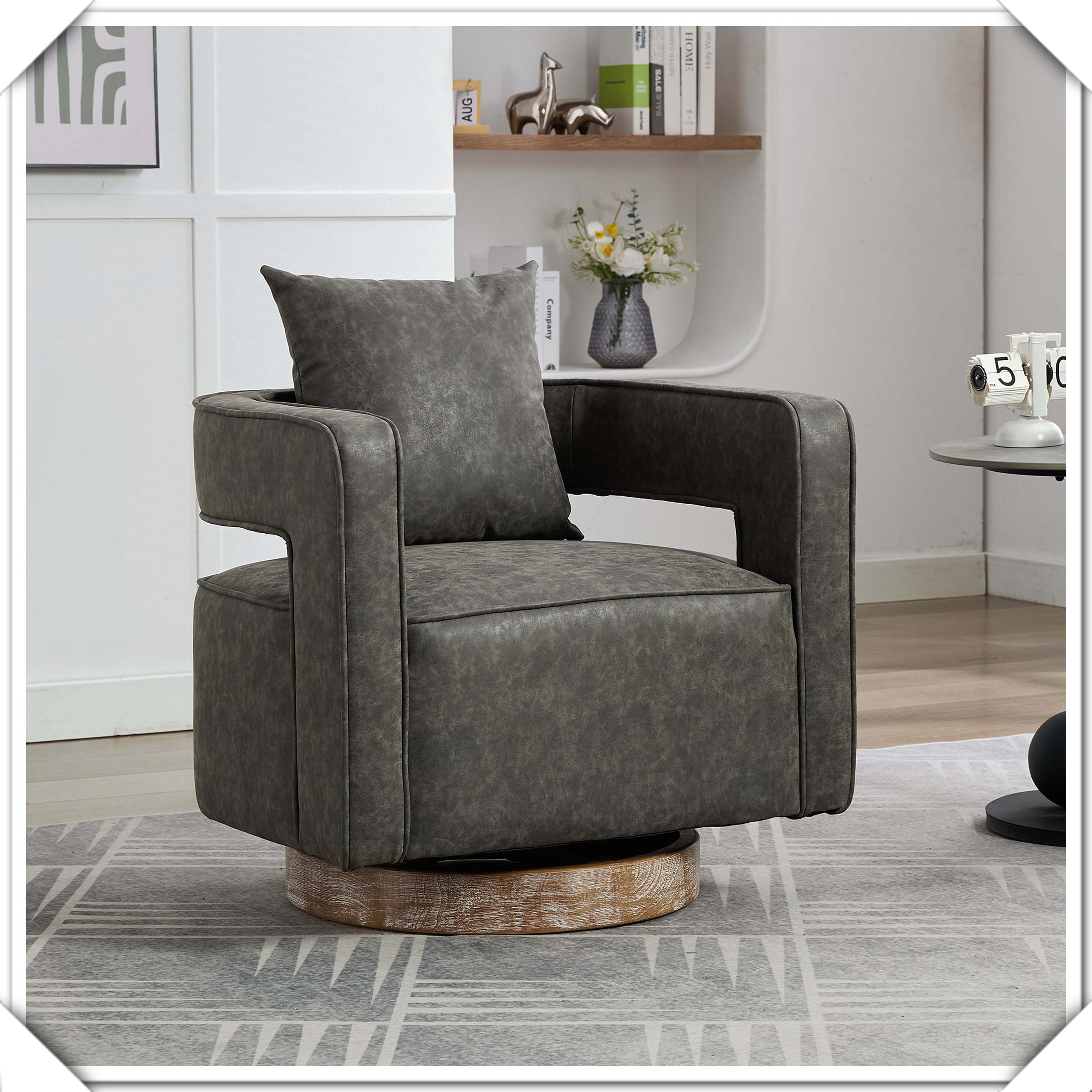 Latitude Run® Modern Swivel Accent Open Back Barrel Chair Comfy Leisure ...