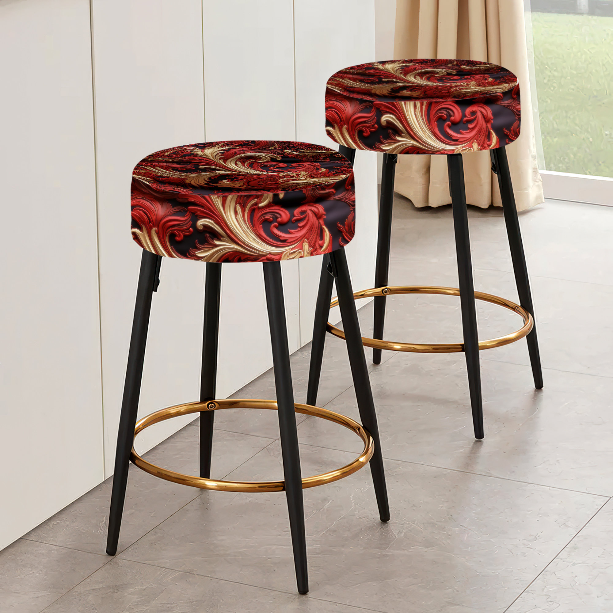 Design Art Opulent Baroque Scrolls Victorian Pattern - Damask Bar ...