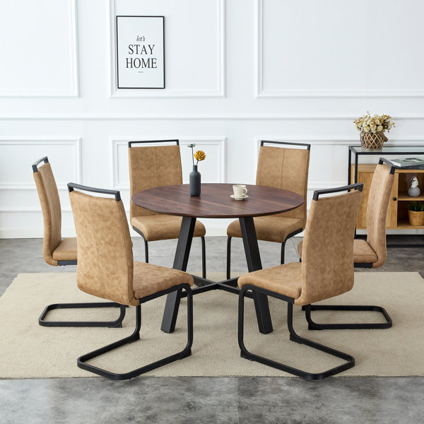 Ivy Bronx Modern Round Dining Set with Chairs | Wayfair
