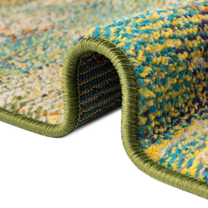 Wade Logan® Ansela Performance Green/Orange Rug & Reviews | Wayfair