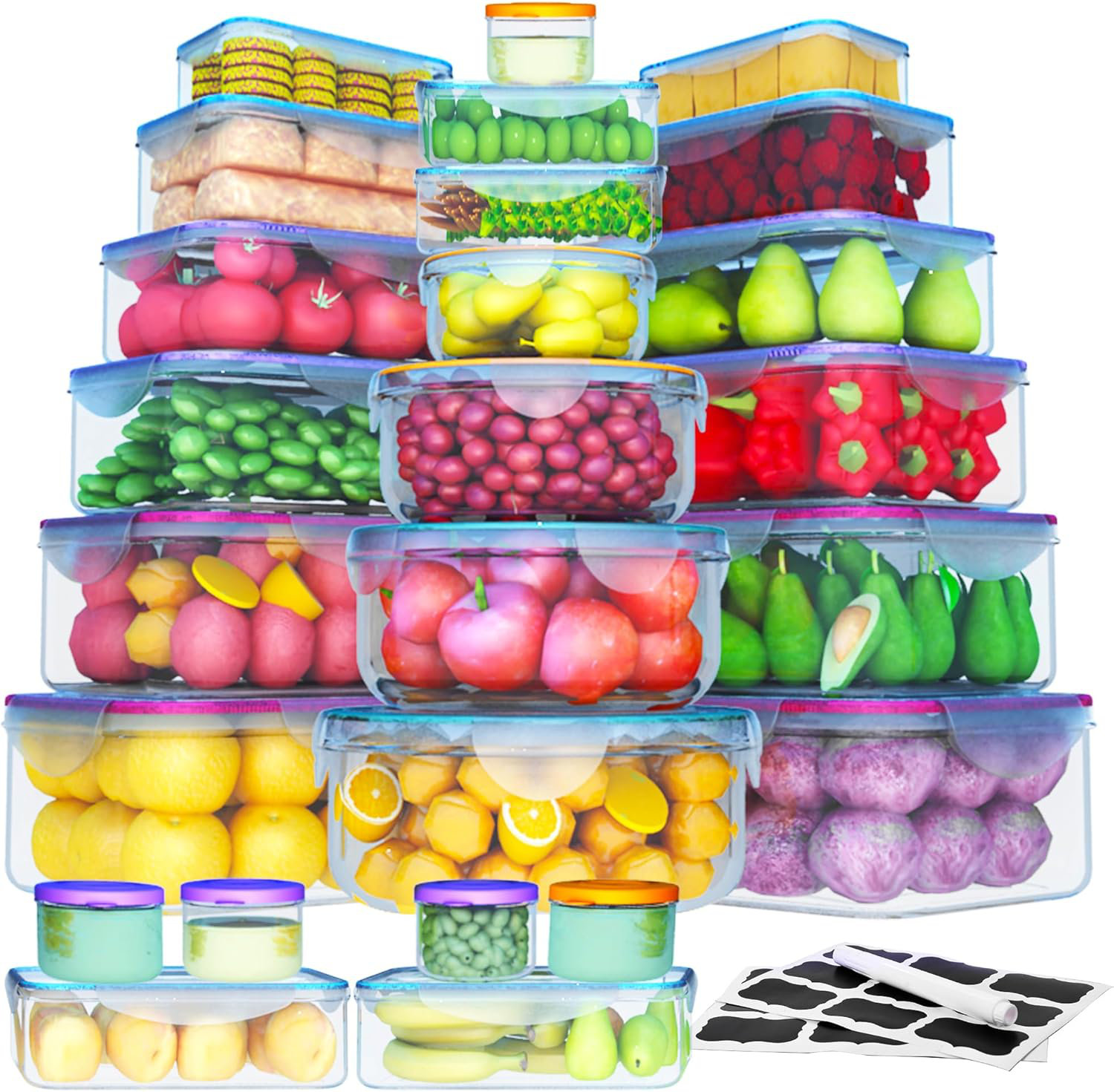 Prep & Savour 50 Large Food Storage Containers With LIDS -85 Oz To ...