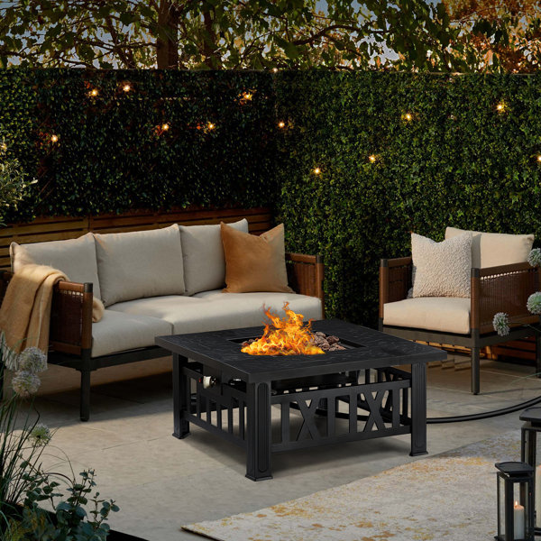 Red Barrel Studio® Nox Steel Gas Propane Fire Pits with Lid and Lava ...