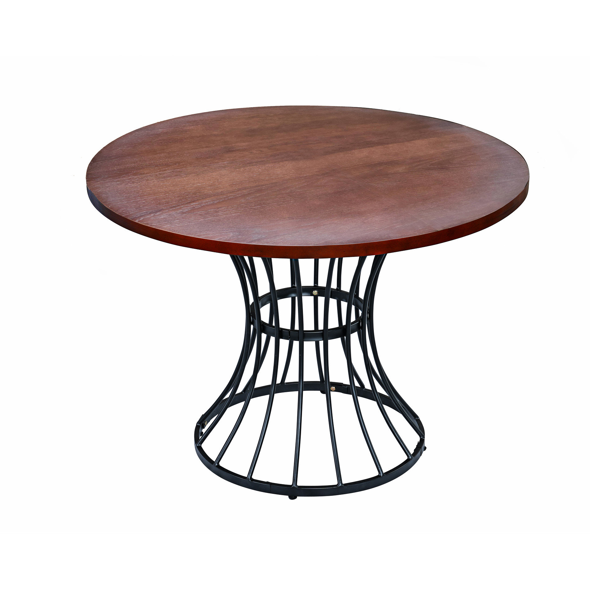 17 Stories 42 - Inch Round Dining Table With Oak Veneer And Stable Iron ...