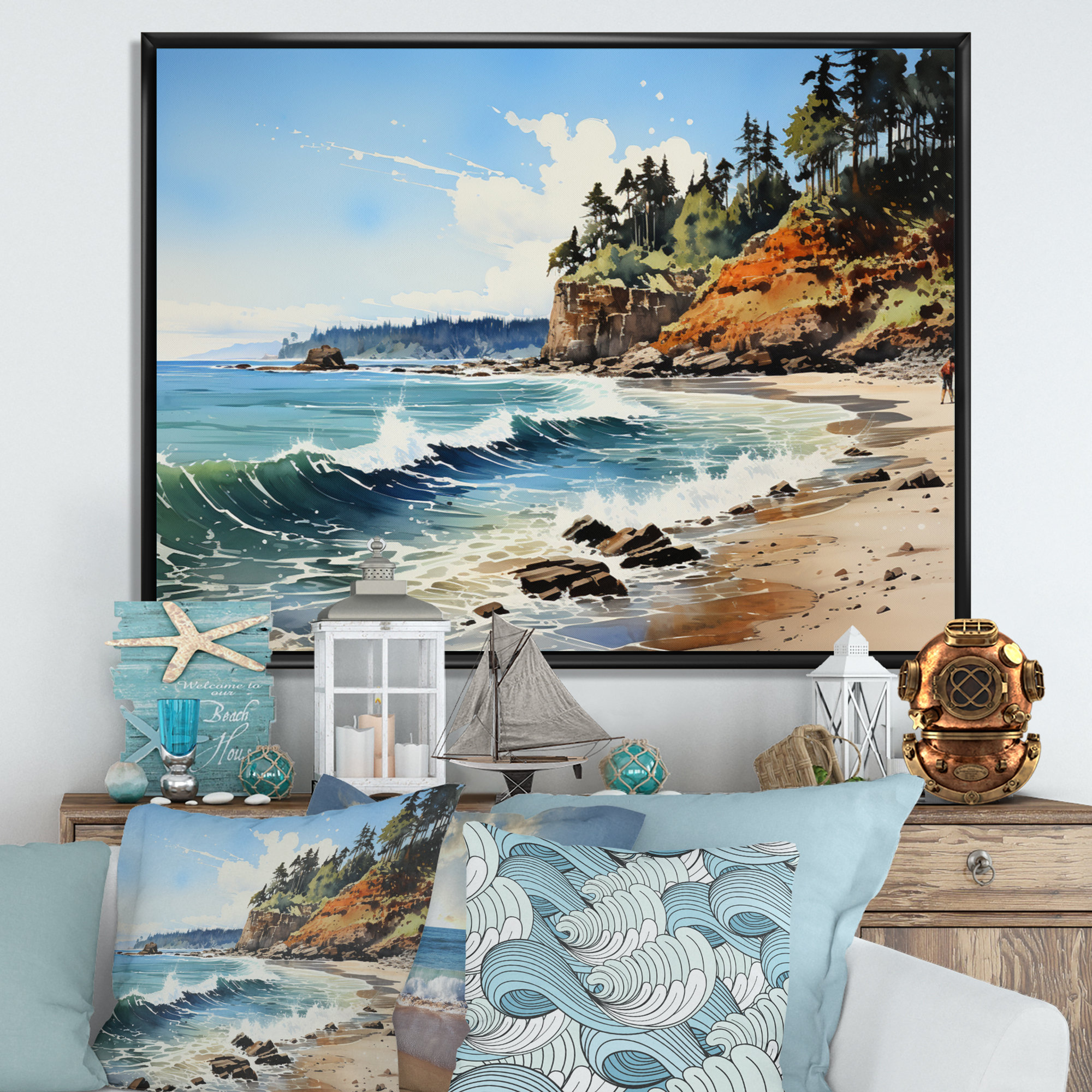 Dovecove Rocky Beach Coastal Giants - Nautical & Beach Canvas Art Print ...