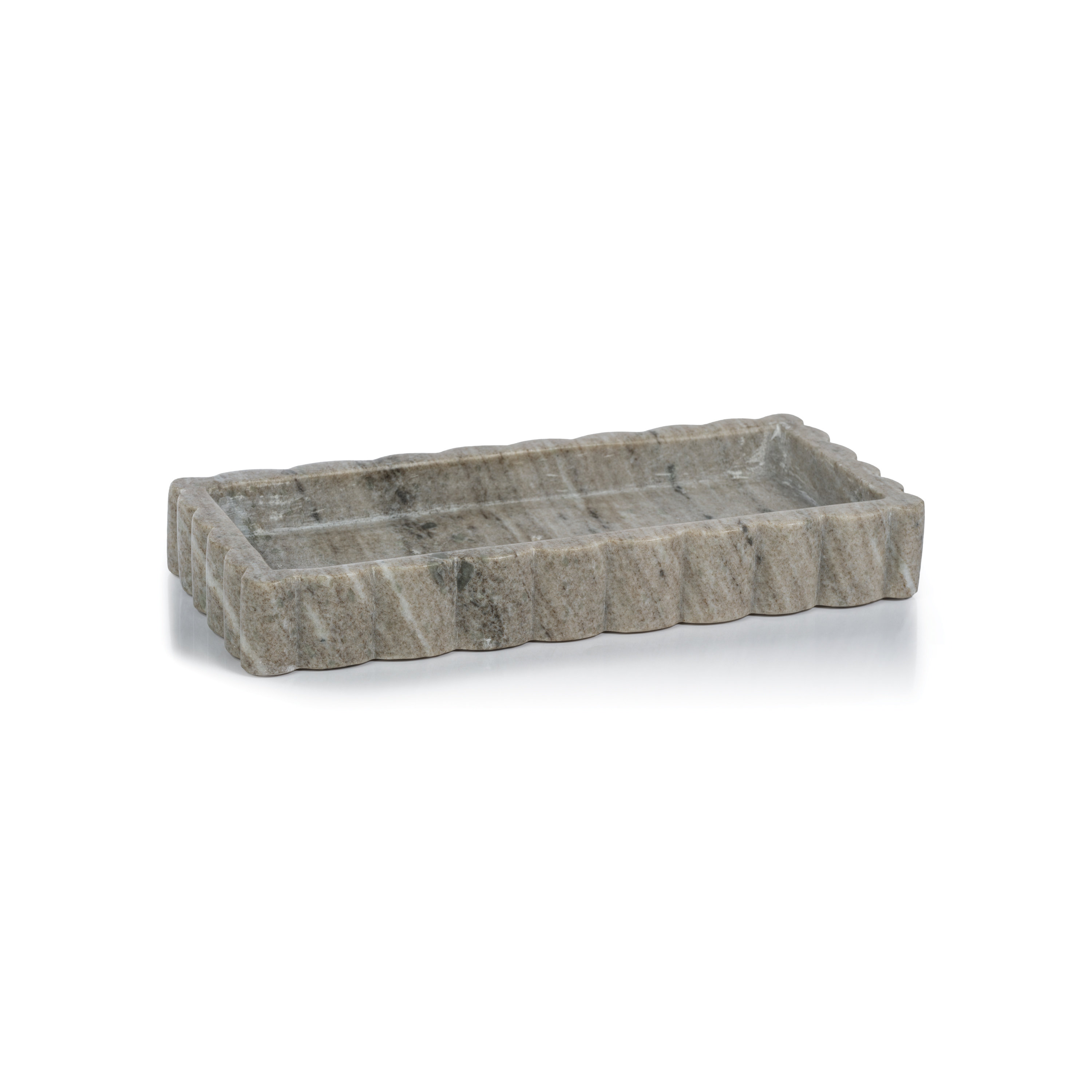 Wrought Studio™ Jolisha Intricate Scallop Marble Tray | Wayfair