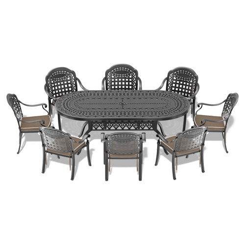 Bloomsbury Market Anely 8 - Person Oval Outdoor Dining Set with ...
