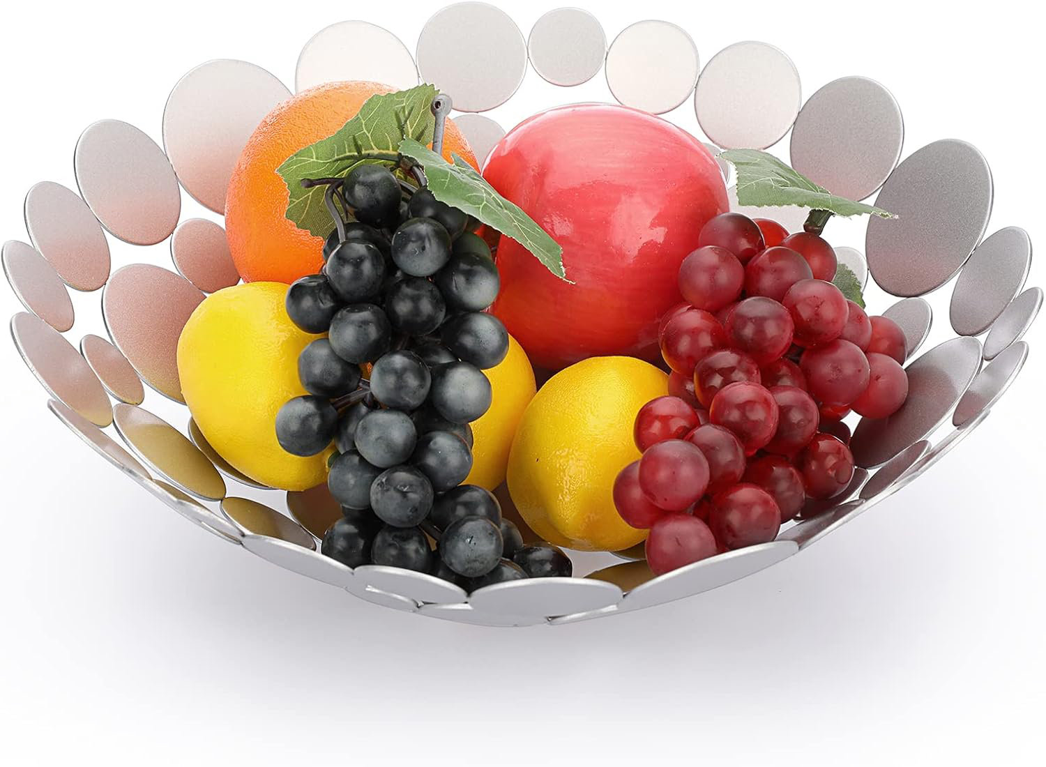 Latitude Run® Silver-Grey Metal Fruit Bowl Basket Creative Fruit Stand ...