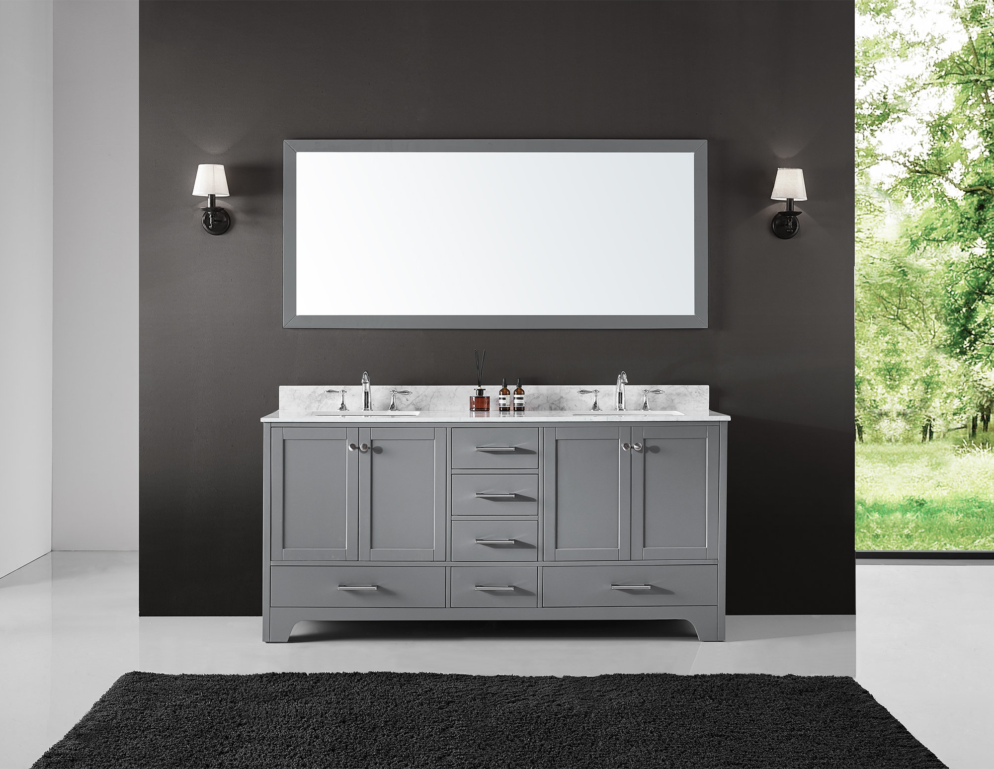 Highland Dunes Cassel 72" Double Bathroom Vanity Set | Wayfair