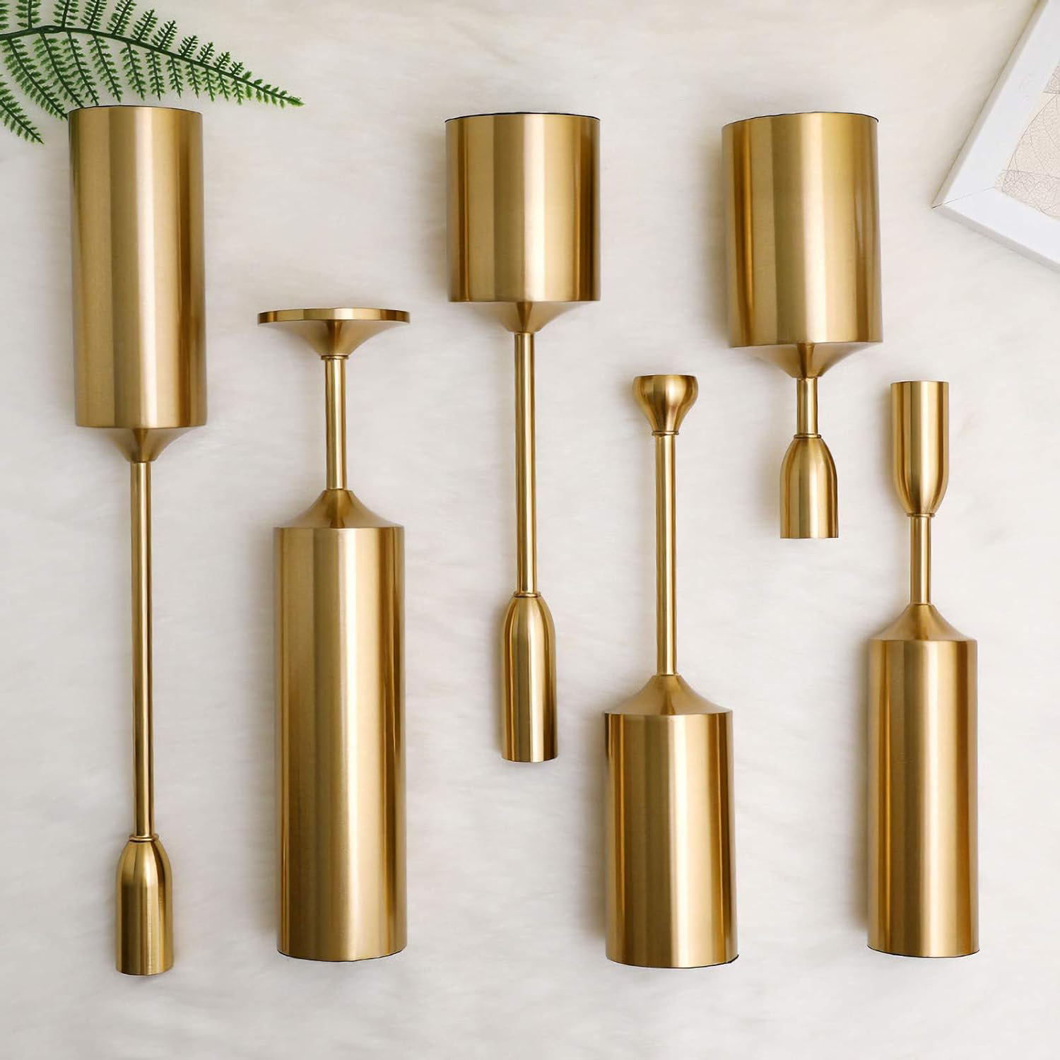Mercer41 Brass Gold Candle Holders Set Of 6 For Taper Candles ...