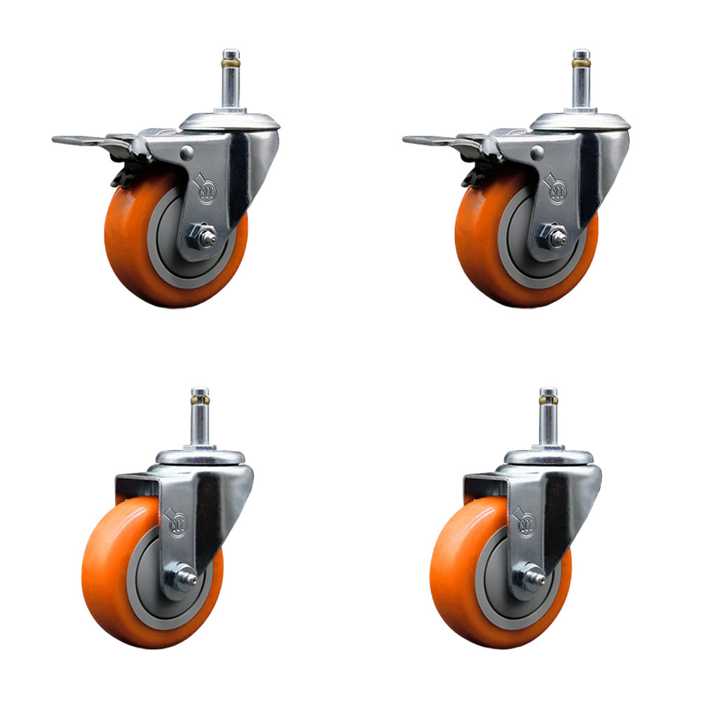 Service Caster Poly Wheel Swivel Stem Caster Set 2 Total Lock Brake ...