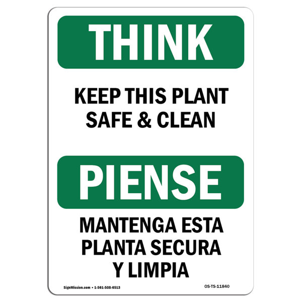 SignMission Keep This Plant Safe and Clean Bilingual Sign | Wayfair