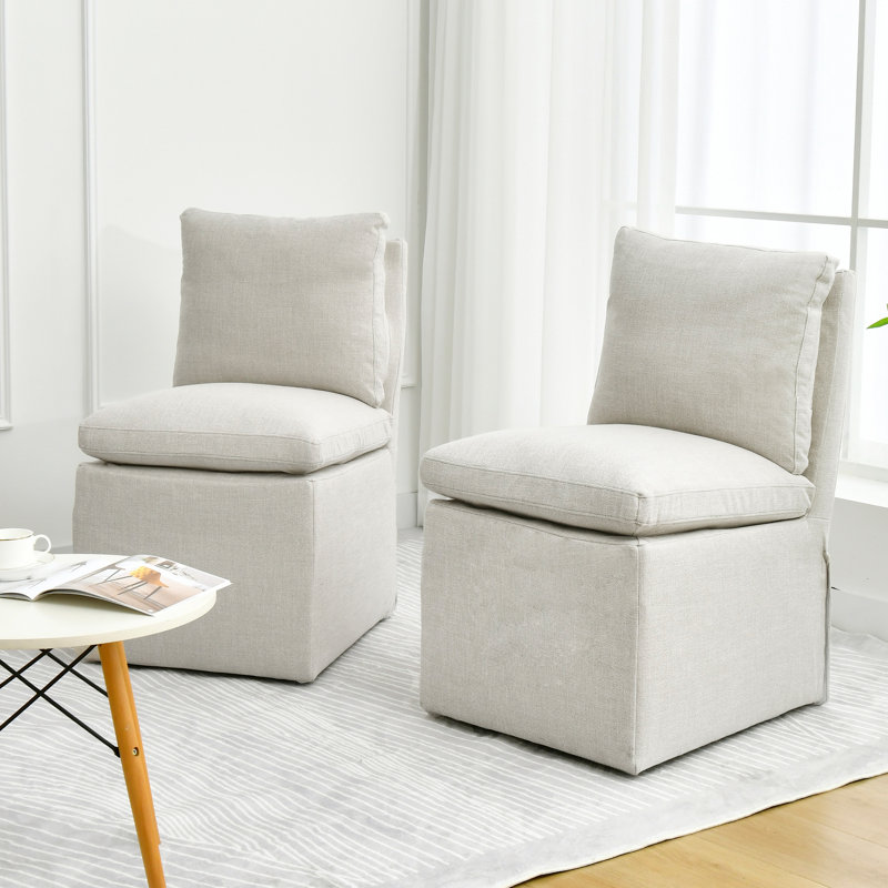 Latitude Run® Virlyn 19" Wide Modern Minimalist Linen Down Fill Dining ...