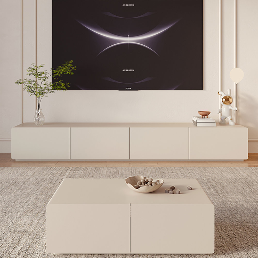 LUAR CABINETS AND FURNITURE CORP. Cream Color Solid Wood TV Stand ...