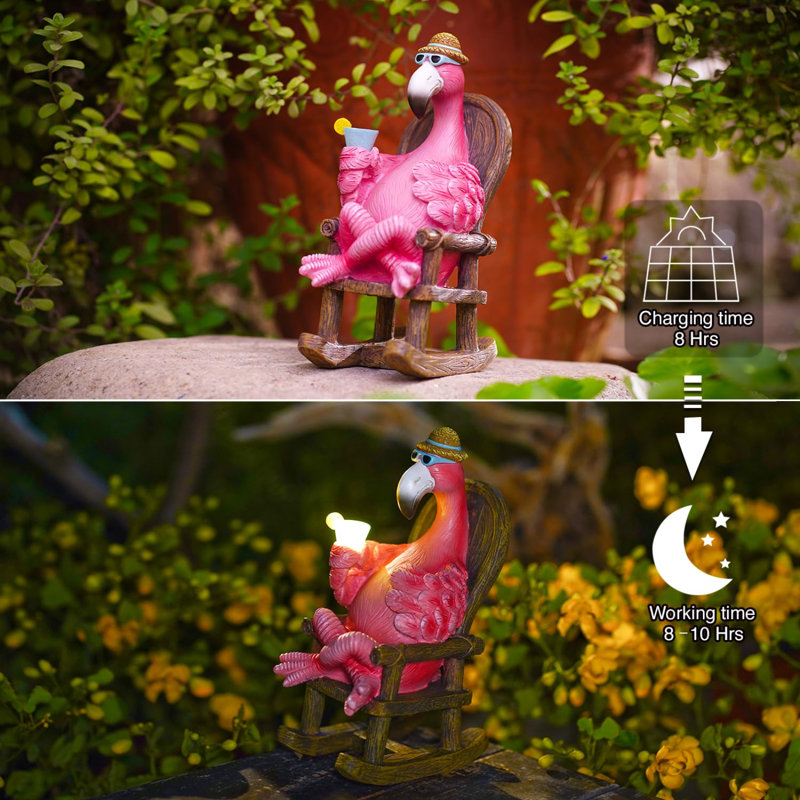 Arlmont & Co. Relaxing Solar Flamingo Statue | Wayfair