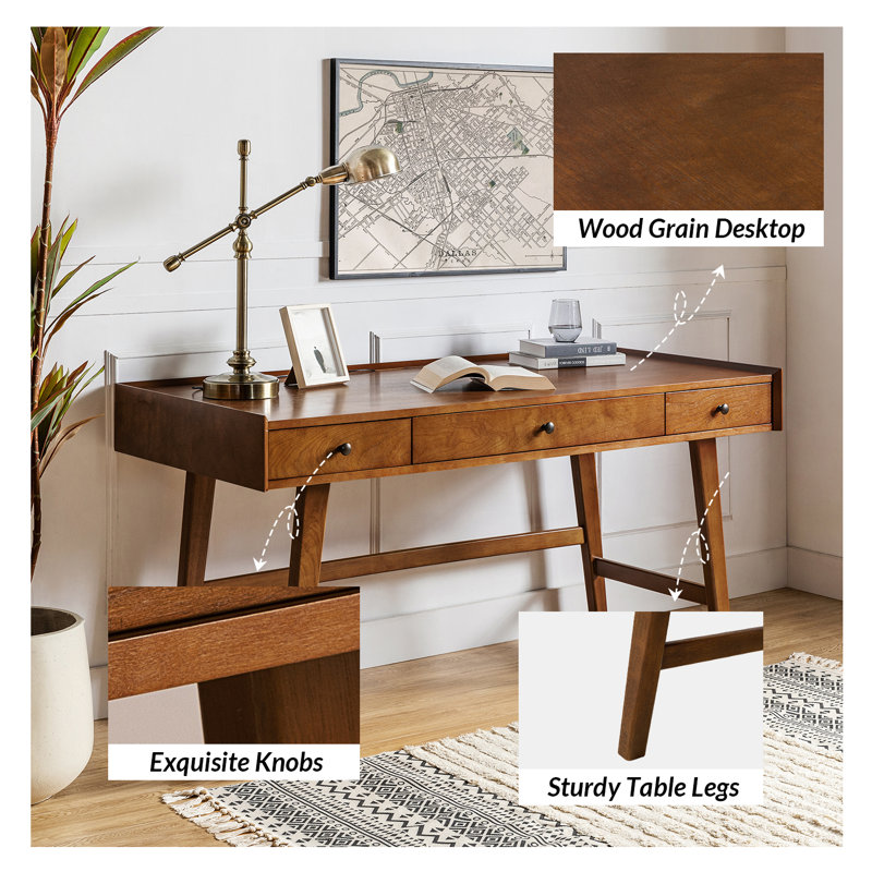Wade Logan Adakras Mid-century Modern 60" Computer Desk with Cable ...