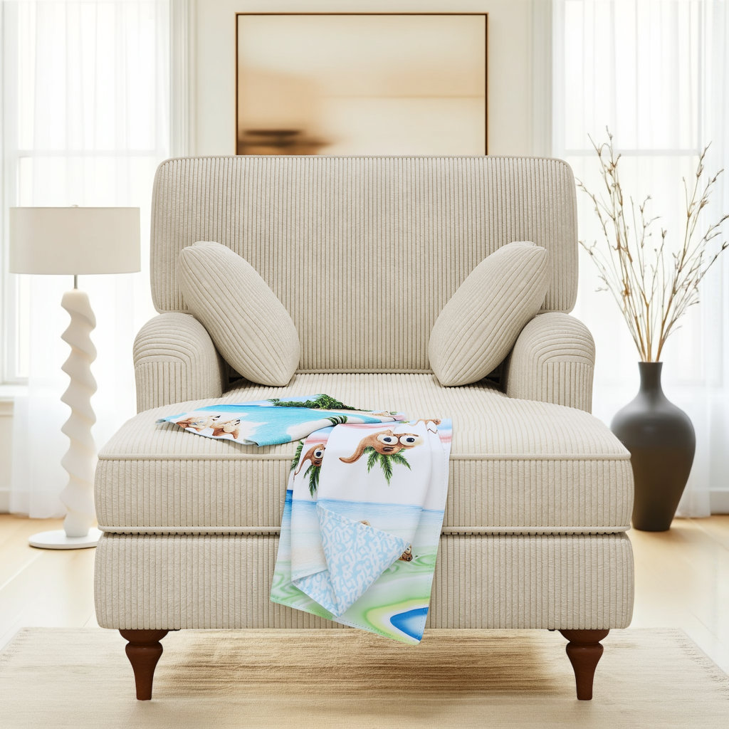 Alcott Hill® Corduroy Upholstered Single Sofa Oversized Chaise Lounge ...