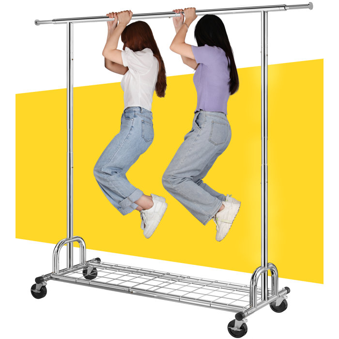 Rebrilliant Mardelle 460 LBS Clothes Hanging Rack Metal Clothes Rack ...