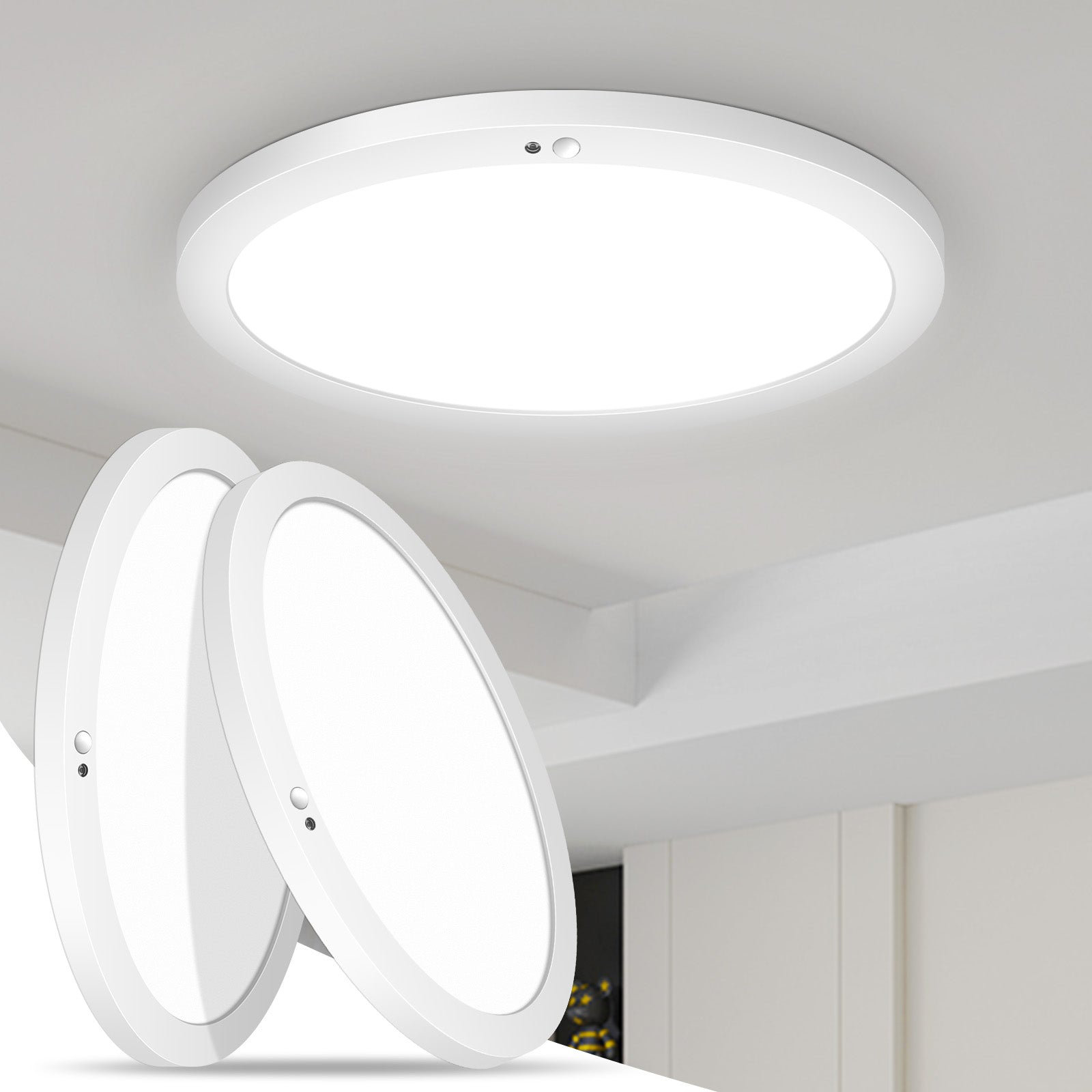 Wrought Studio™ 2 Pack Motion Sensor Ceiling Light Indoor Wired PIR, 5CCT, 24W, 12 Inch LED ...