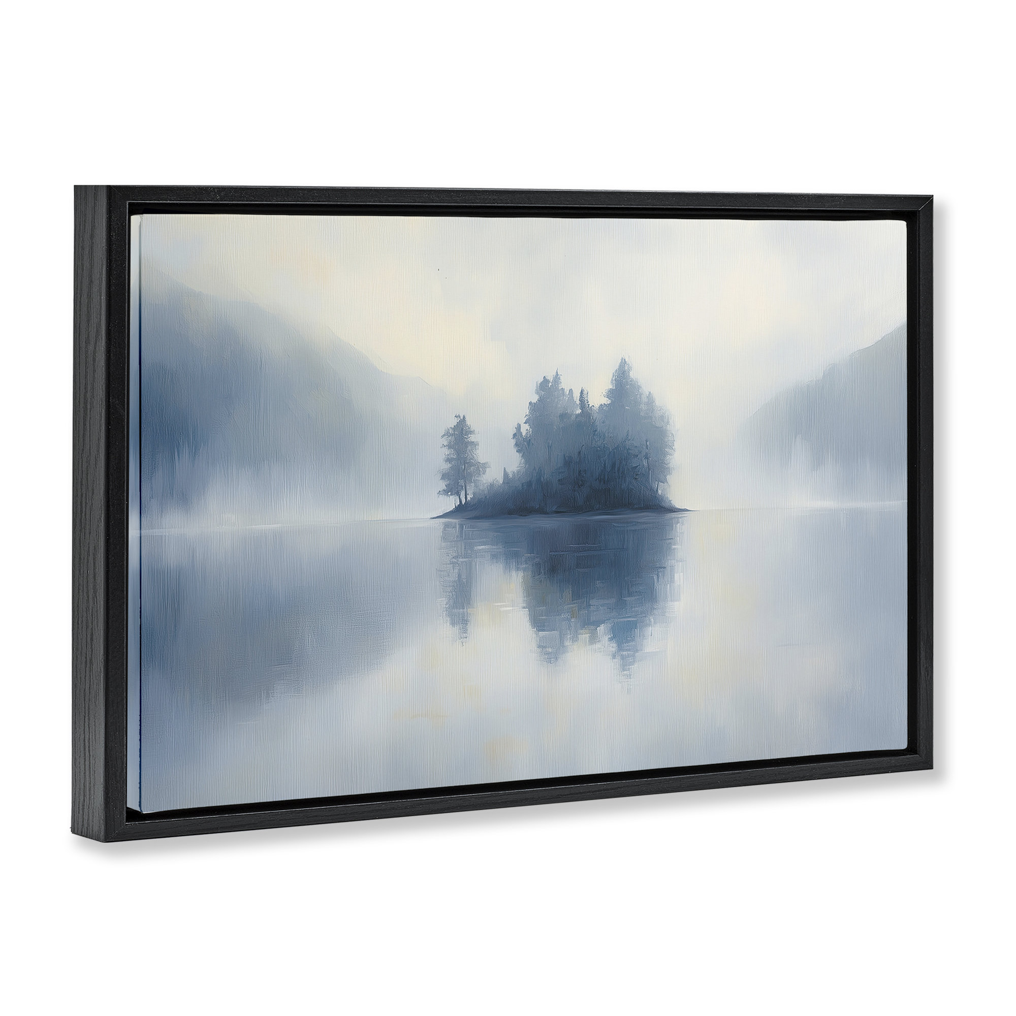 Latitude Run® Blue Misty Island Landscape Floating Frame, design by ...