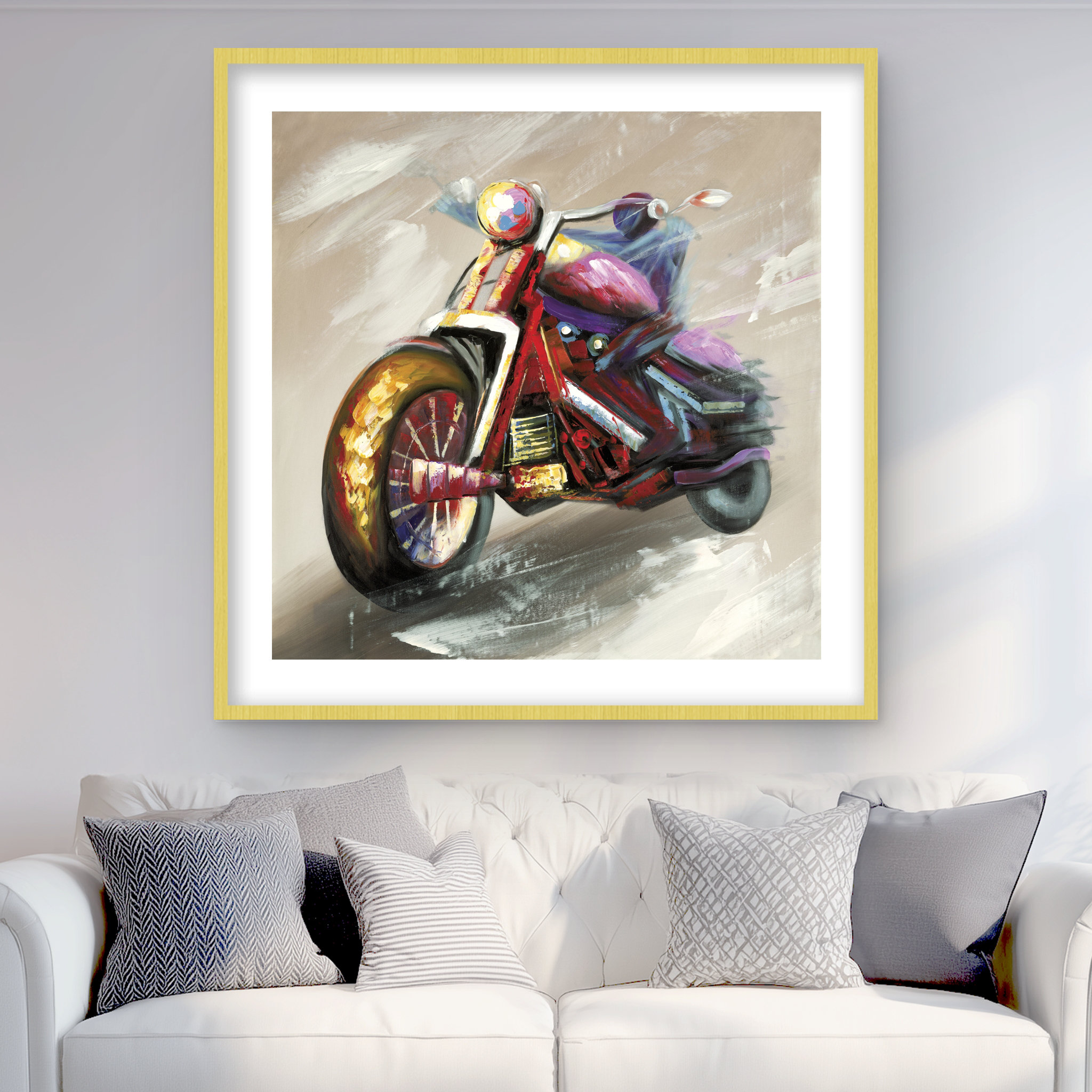 Lark Manor™ Abstract Motorcycle - Man Cave Art Print for Home Decor ...