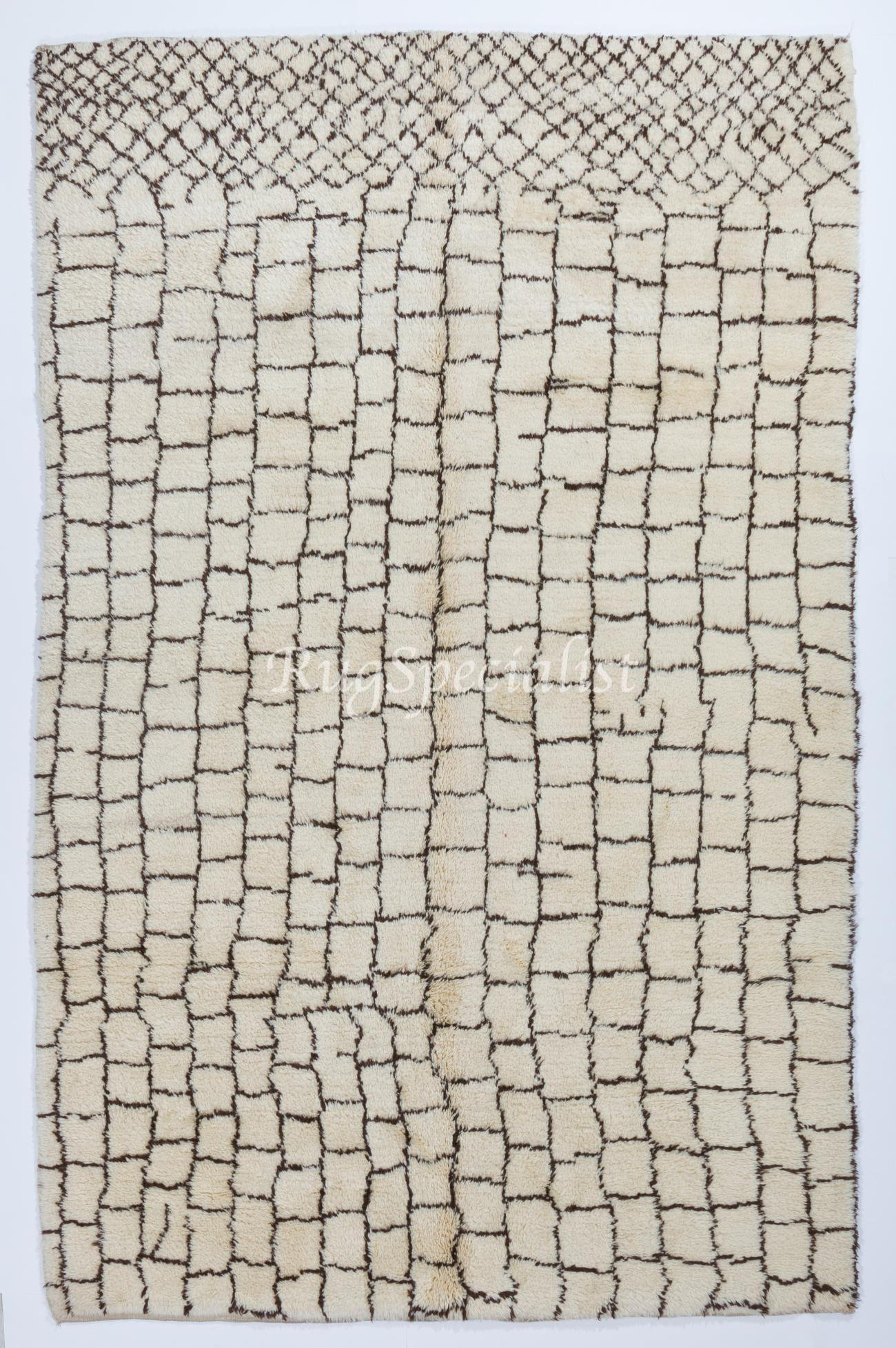 Dakota Fields Modern Moroccan Berber Rug Made of Natural Ivory & Brown ...