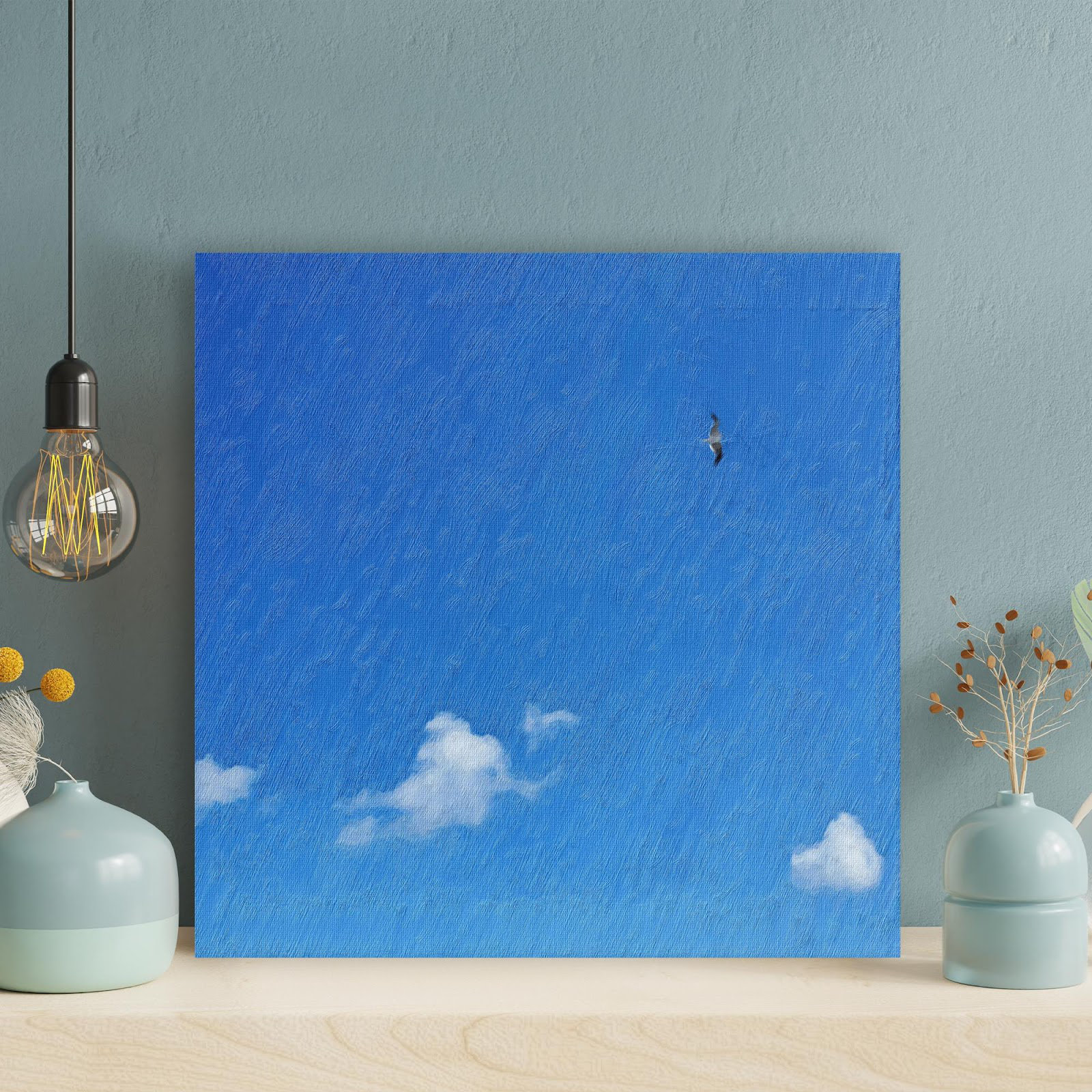 Latitude Run® Big Blue Sky And A Flying Bird - 1 Piece Rectangle ...