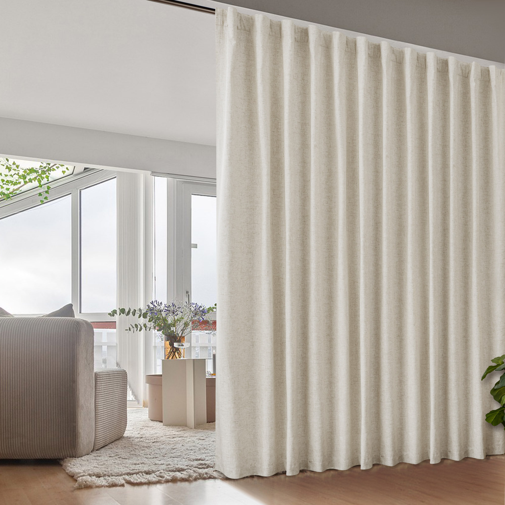 Latitude Run® Linen Blended Slub Textured 100% Blackout Back Tab ...