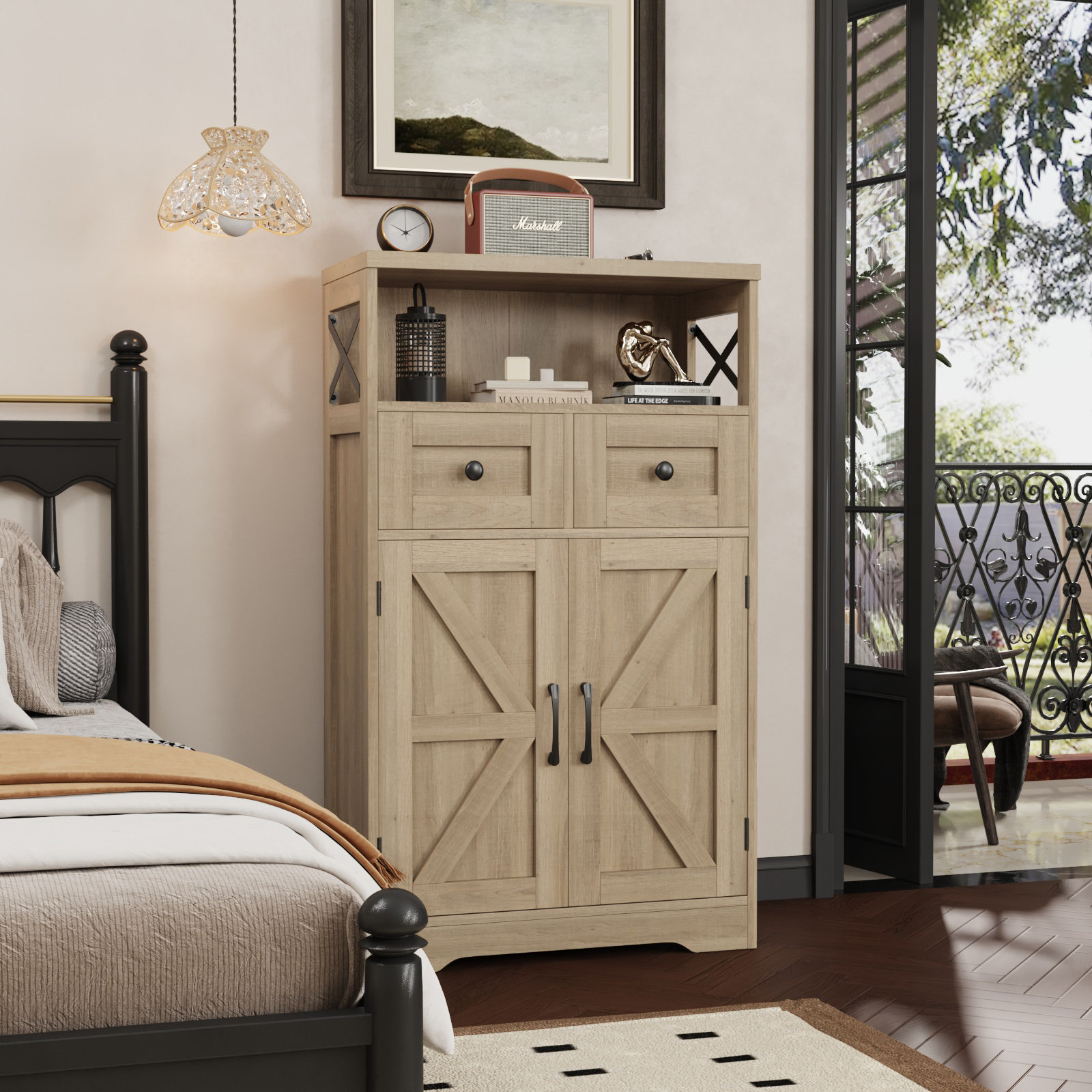 Winston Porter Storage Cabinet With Doors And Drawers & Reviews | Wayfair