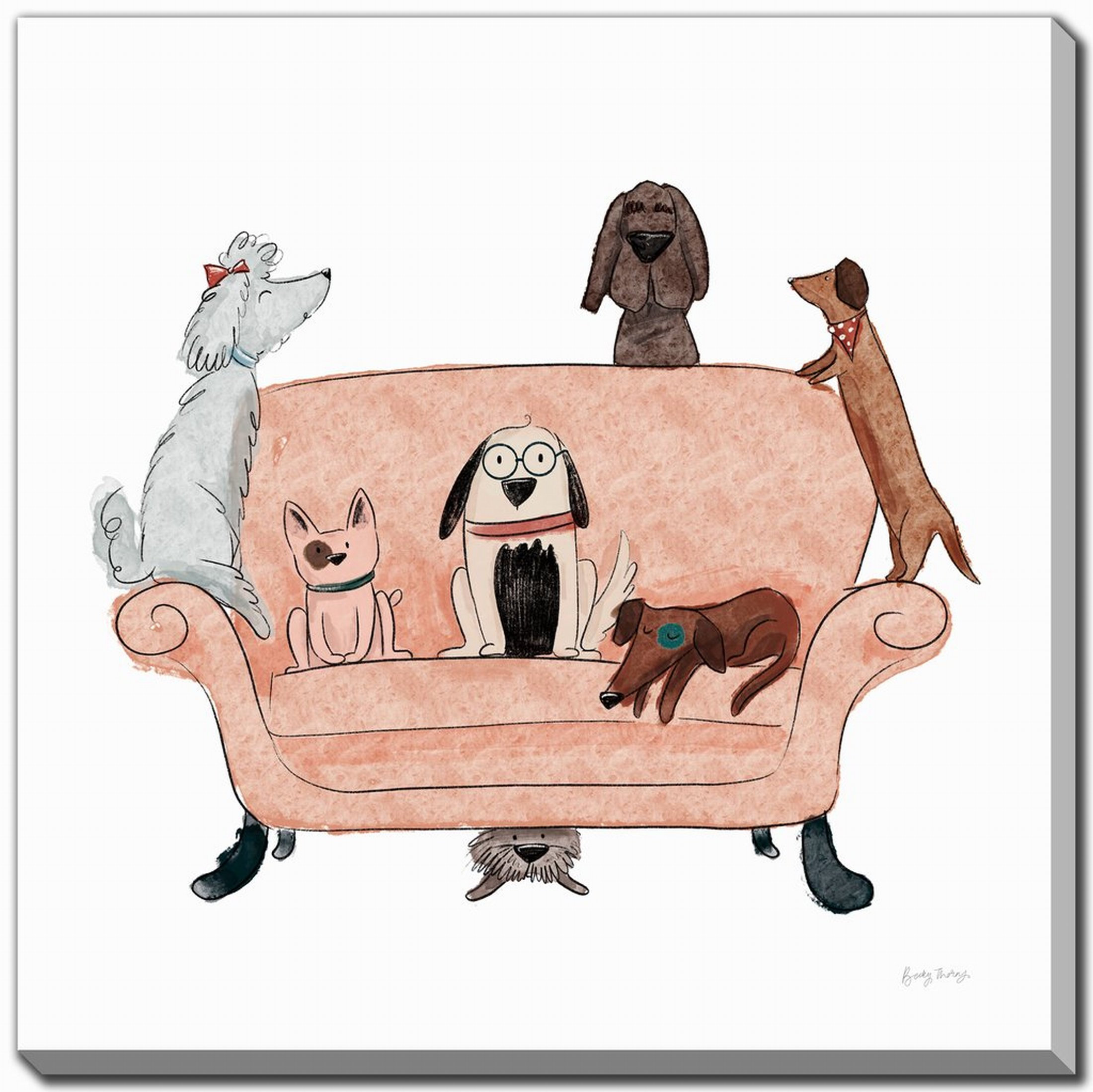Winston Porter Playful Pets Dogs I Canvas Wall Art | Wayfair