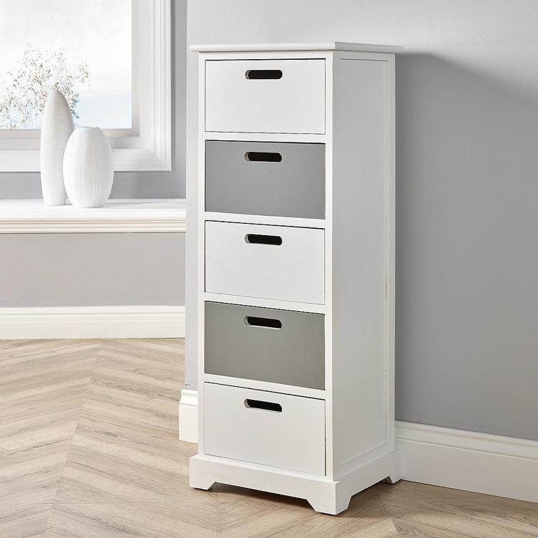 August Grove Chacon Fully Assembled 5 Drawer Chest White Grey & Reviews ...