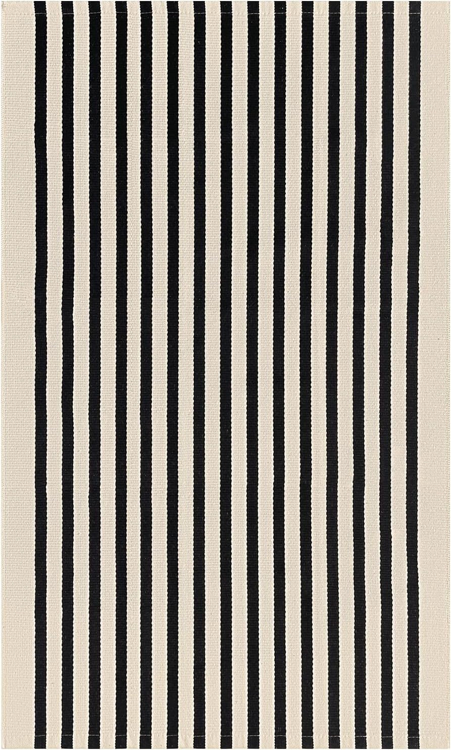 Hokku Designs Black Beige Striped Rug -3'x5' Front Door Rugs Outdoor ...