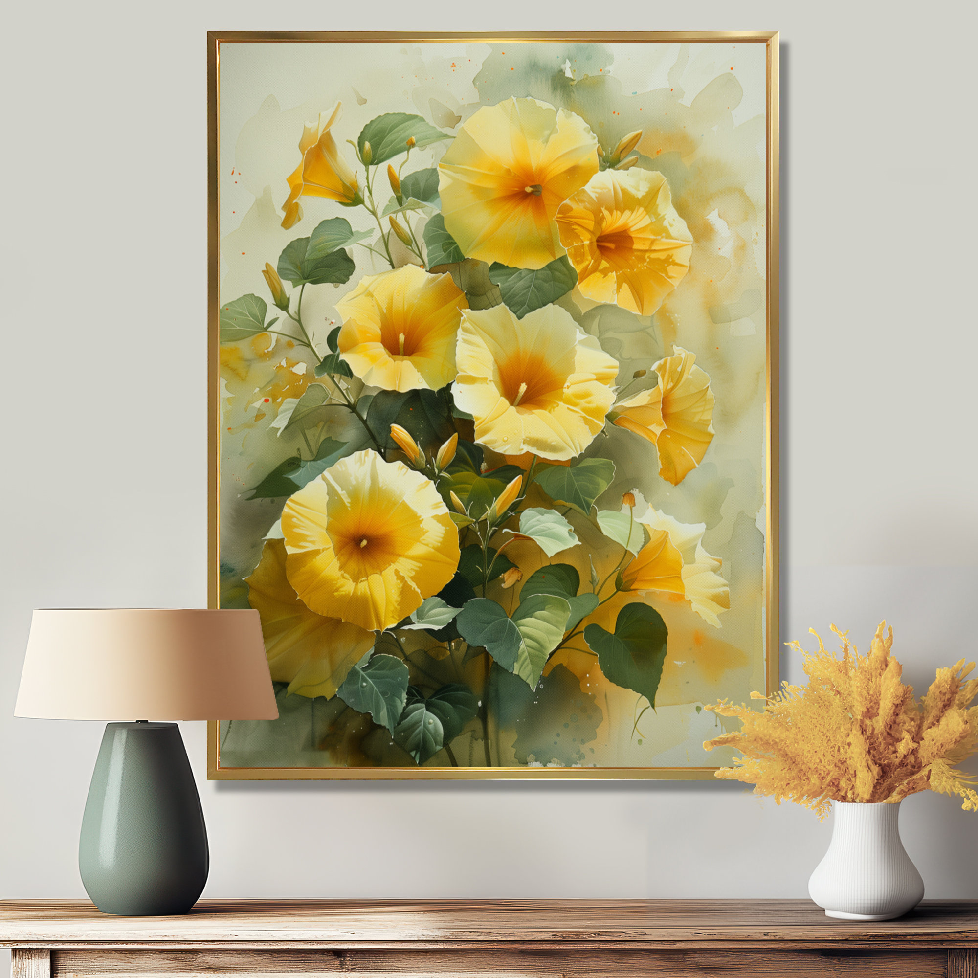 Winston Porter Yellow Green Sun Morning Glory II - Morning Glory Wall ...