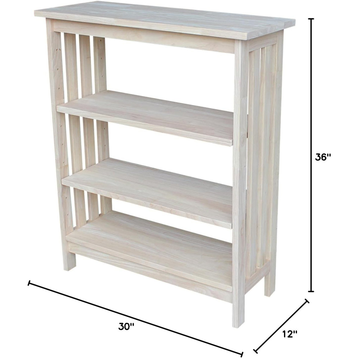 Gracie Oaks Solid Hardwood 3-Tier Mission Shelf Unit With Butcher Block ...